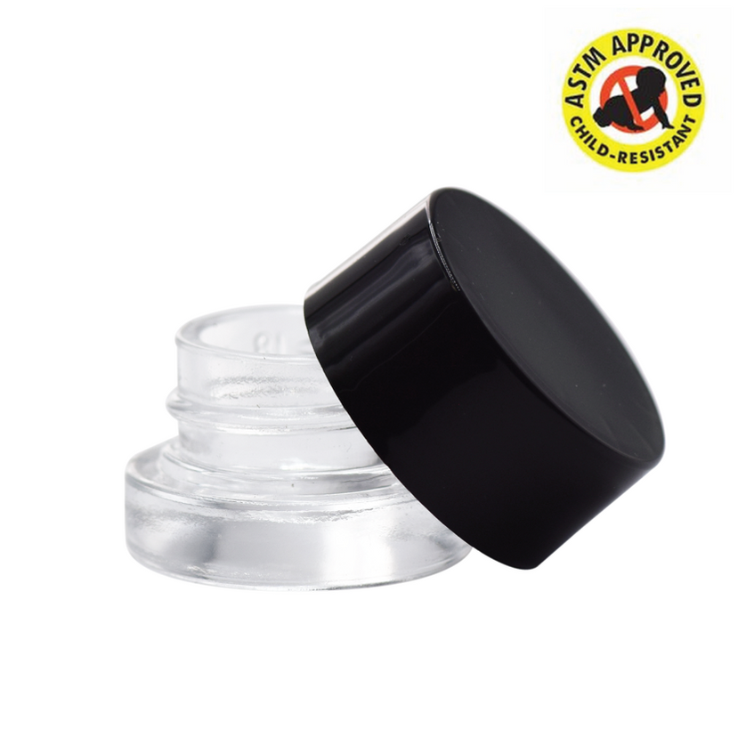 5 mL Glass Child Safe Concentrate Container With Black or White Cap Wi ...
