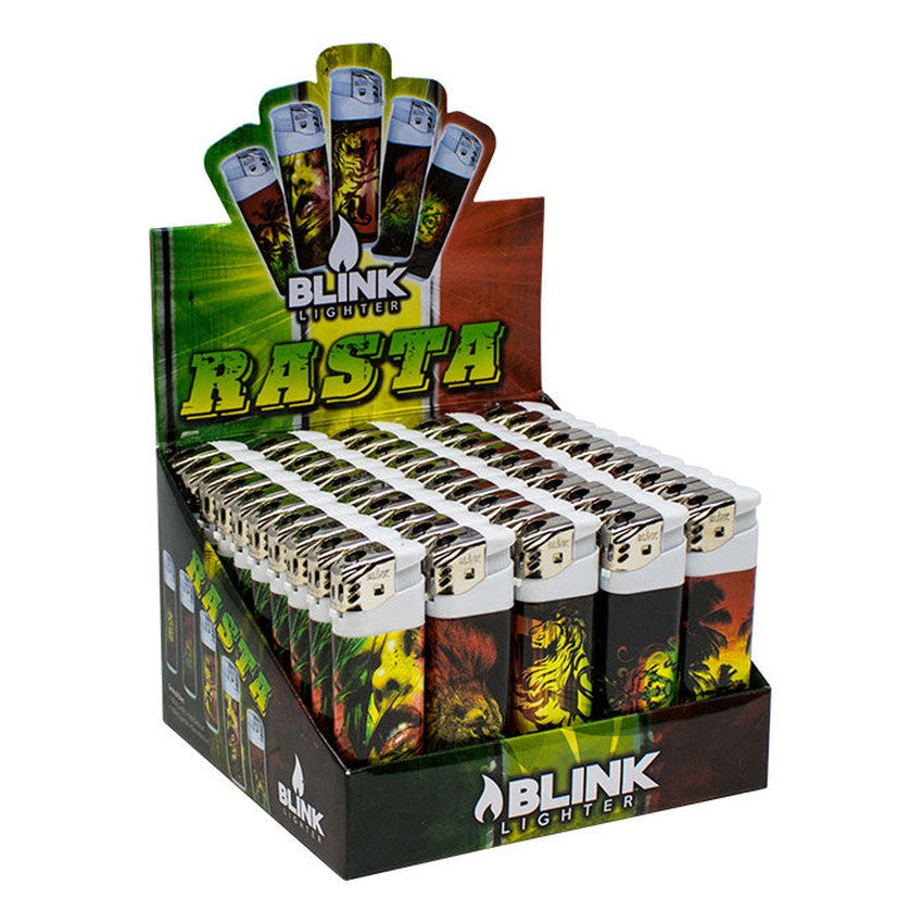 583 - Blink Lighter Display - Assorted Rasta Designs — MJ Wholesale