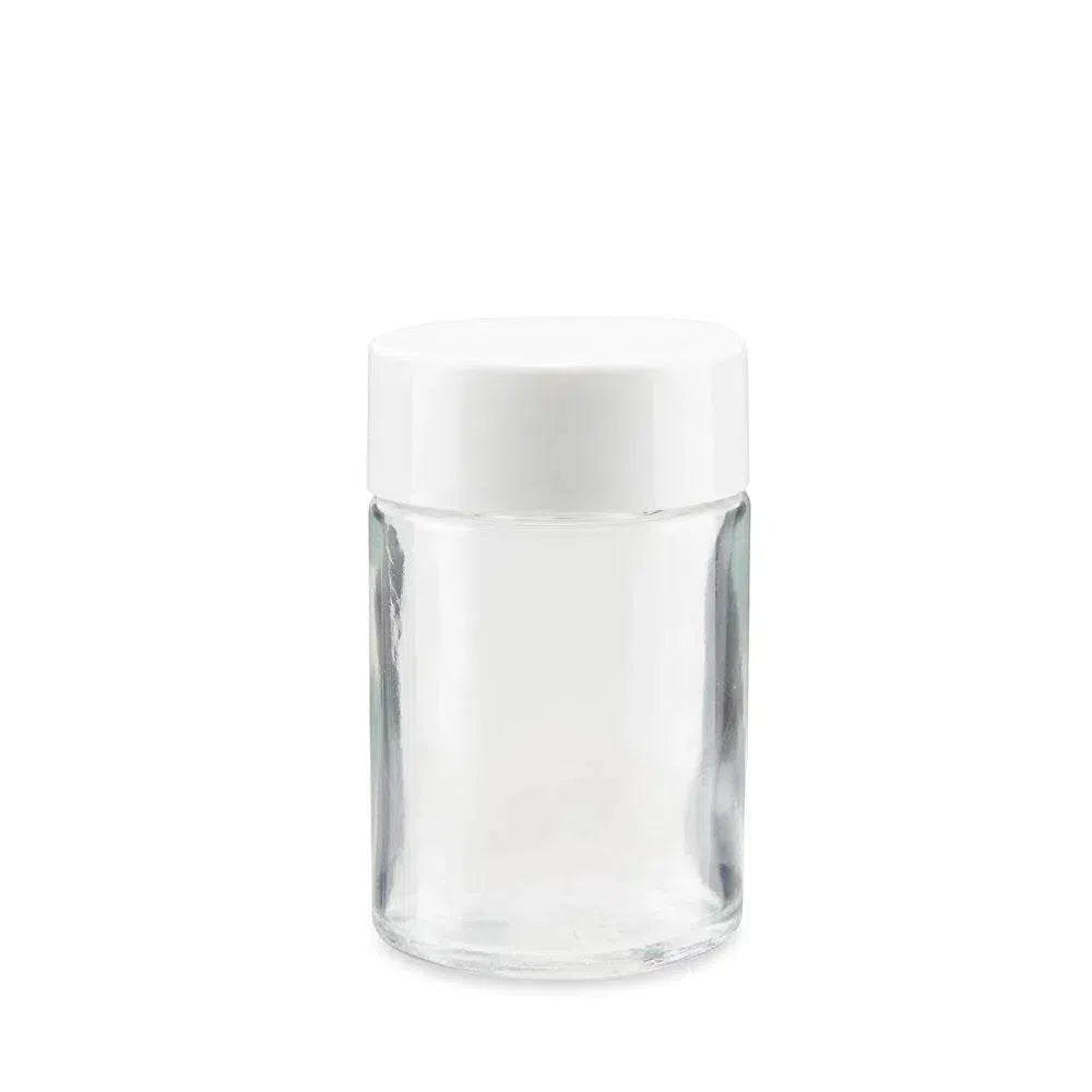 67mm Clear Glass Blunt Jar w/ Plastic Child Proof White Cap - (216 - 8 ...