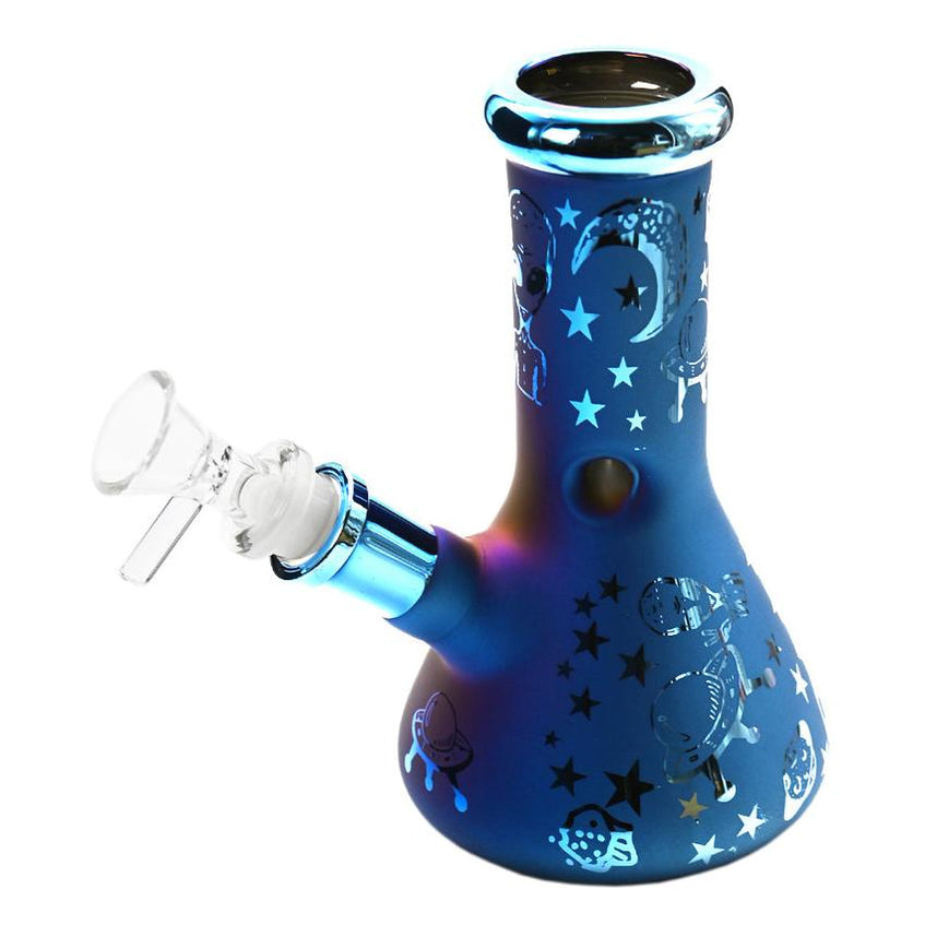 6.5" Cosmic Stars Itched Space Blue Water Pipe - (1 Count) — MJ Wholesale