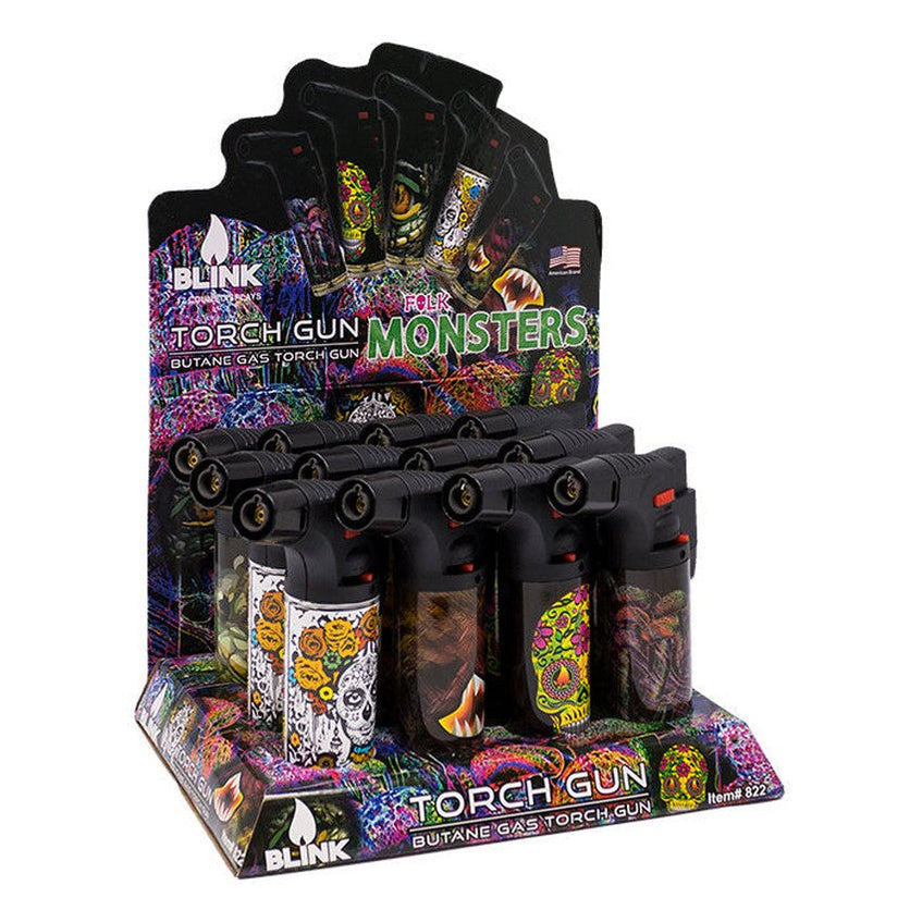 822 - Blink Gas Torch Display - Assorted Folk Monster Designs — MJ ...