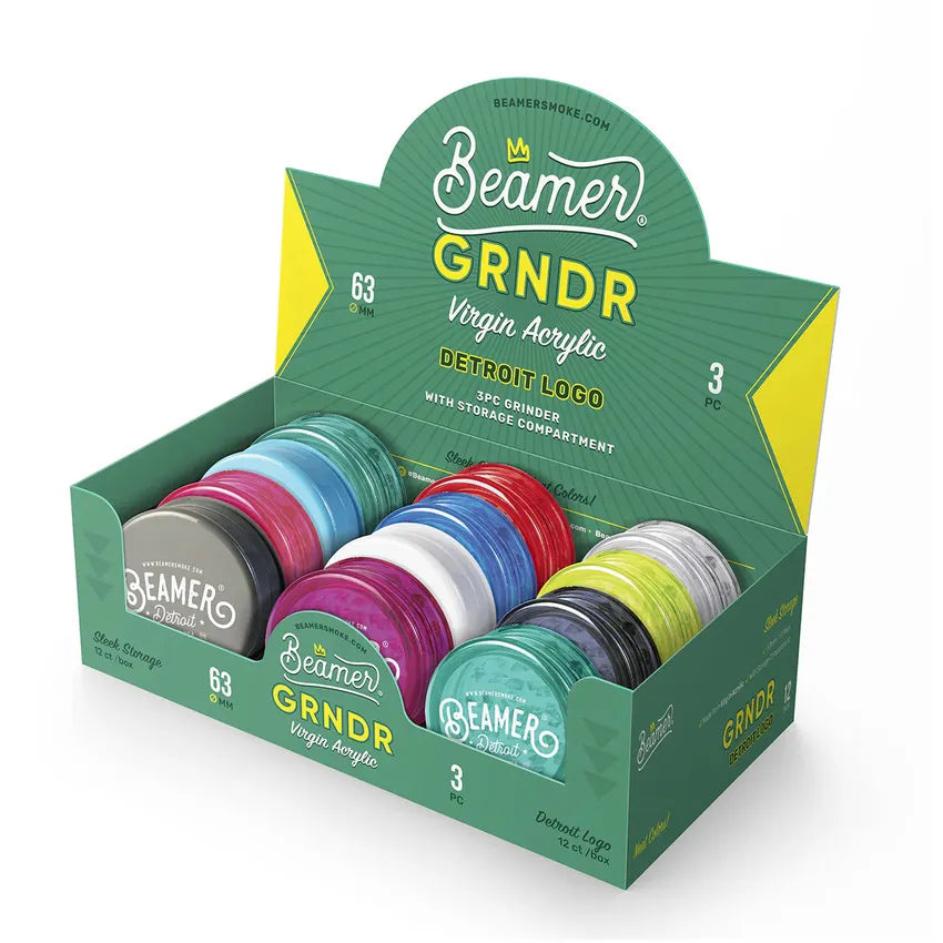 Beamer Virgin Acrylic 3-Piece 63mm Grinder - Design and Color May Vary ...