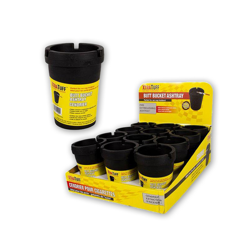Butt Bucket Ashtray Display - Black - (12 Count Display) - MJ Wholesale