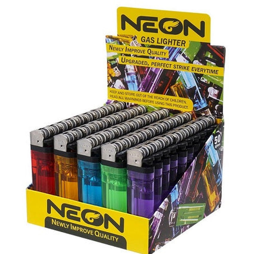 Neon Disposable Lighter | Assorted Colors - 50 Count — MJ Wholesale