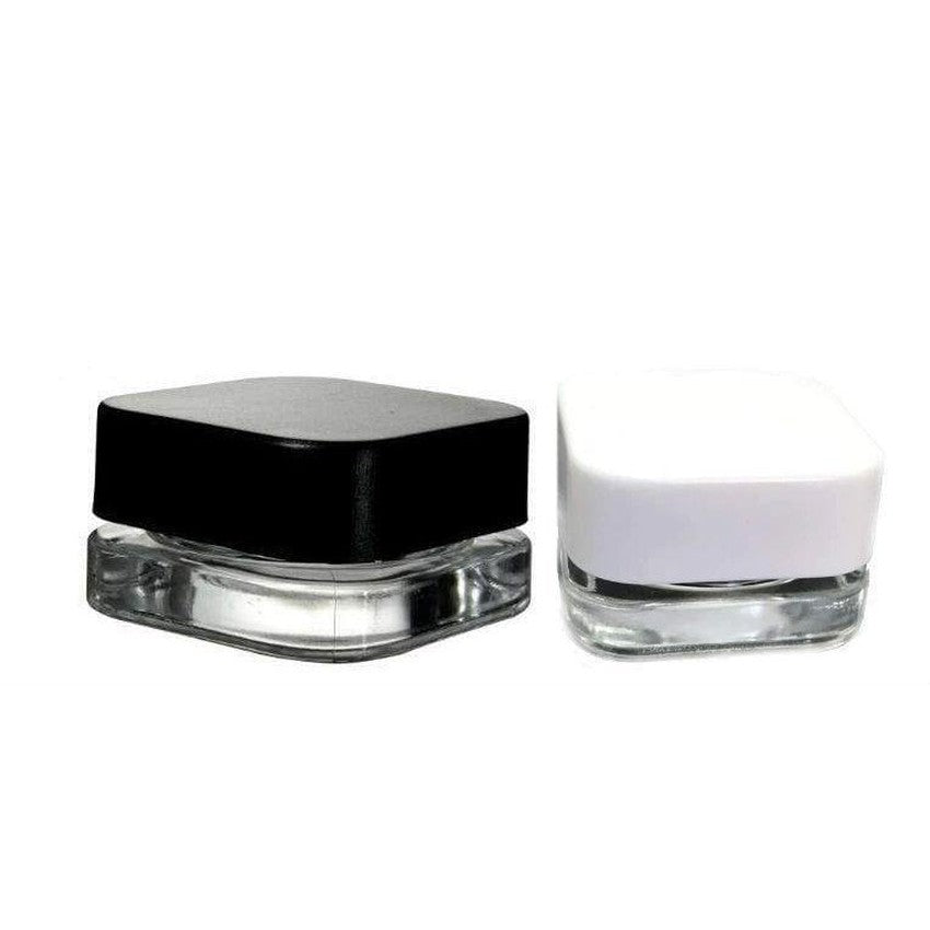 Qube 5mL Square Premium Glass Concentrate Jar Child Safe - Opaque or C ...