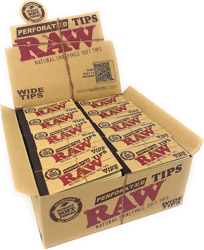 RAW Authentic Hemp & Cotton Perforated Wide Tips - 50 Tips Per Pack ...