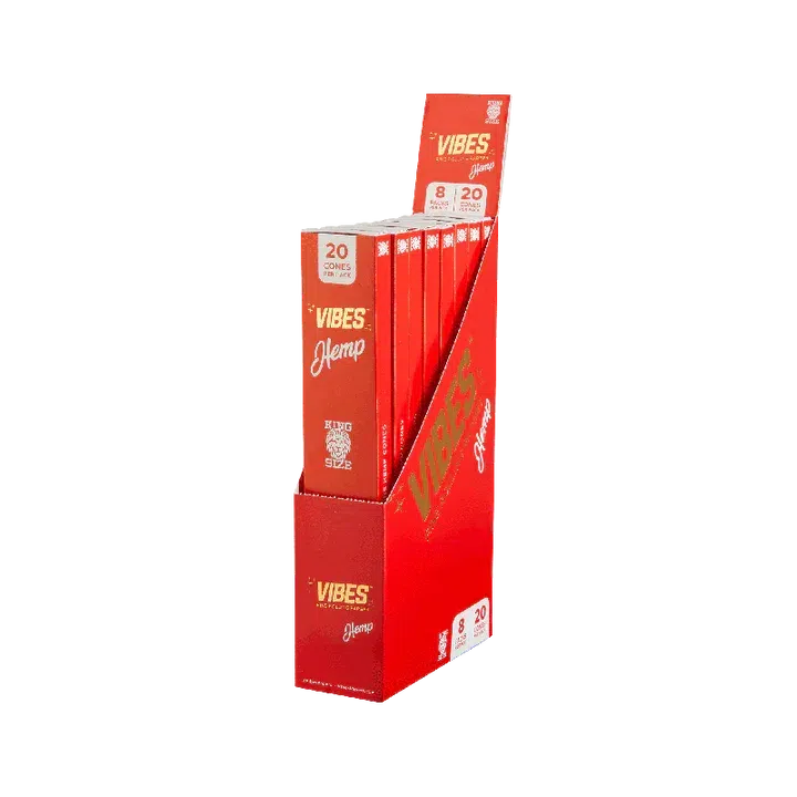 Vibes - Hemp King Size Cones - (20 Cones Per Pack - 8 Packs Per Displa ...
