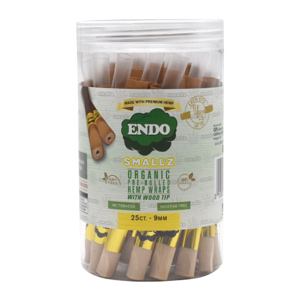 ENDO Smallz Organic Hemp Wrap Pre Rolled With Wood Tip - (25 Count Jar ...